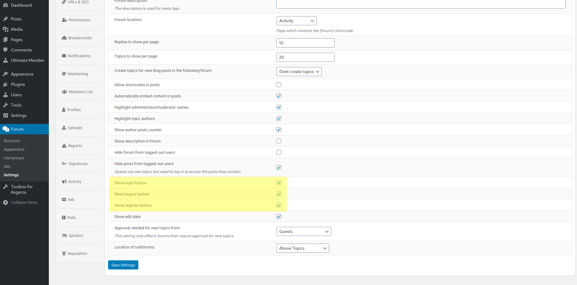 Login Registration Support Asgaros